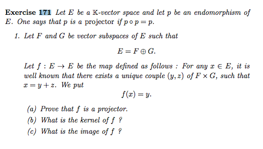 Solved Exercise 171 Let E be a K-vector space and let p be | Chegg.com