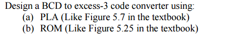 Solved Design a BCD to excess_3 code converter using: PLA | Chegg.com