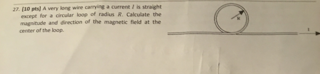 Solved A very long wire carrying a current I is straight | Chegg.com