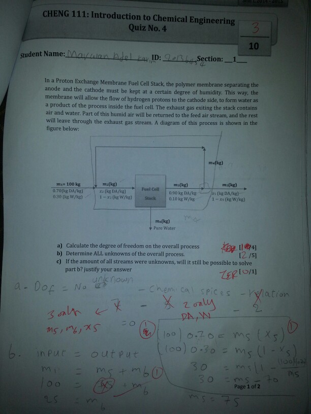 Help me solving these! Material balance chemical | Chegg.com
