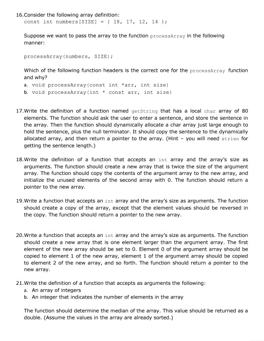 Solved 1. Assuming arr is an array of ints, will each of the | Chegg.com