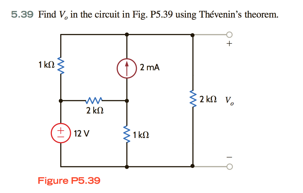 Solved Find V_o in the circuit in Fig. P5.39 using | Chegg.com