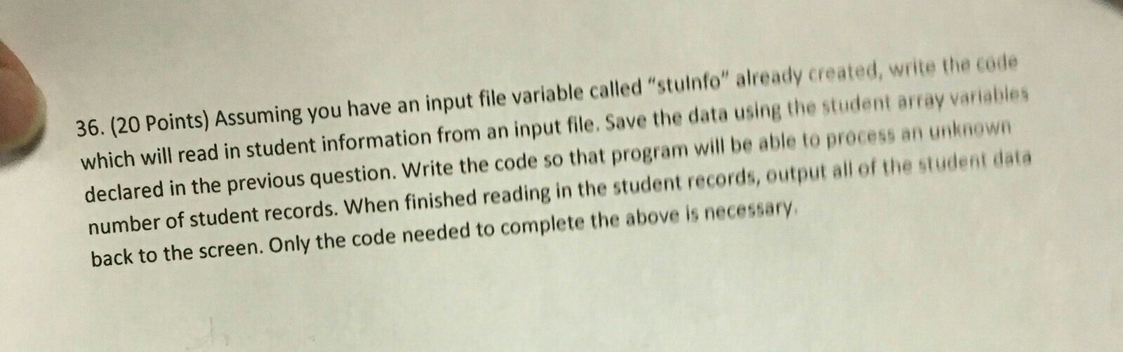 Solved Assuming you have an input file variable called | Chegg.com