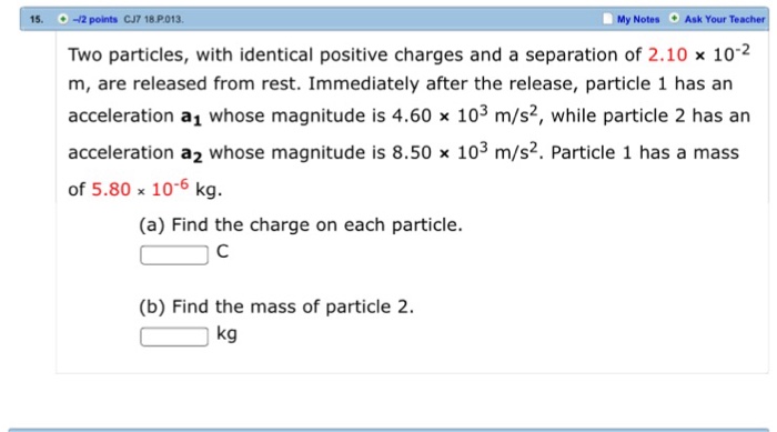 Solved Two particles, with identical positive charges and a | Chegg.com