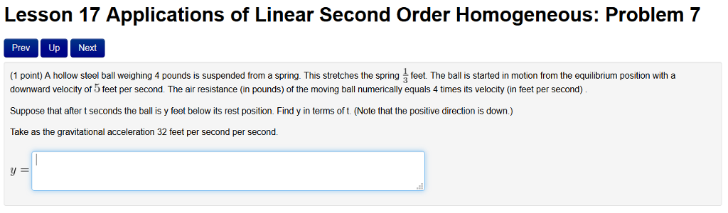 Solved Lesson 17 Applications of Linear Second Order | Chegg.com
