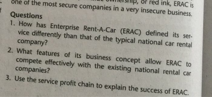 Solved How has Enterprise Rent-A-Car (ERAC) defined its | Chegg.com