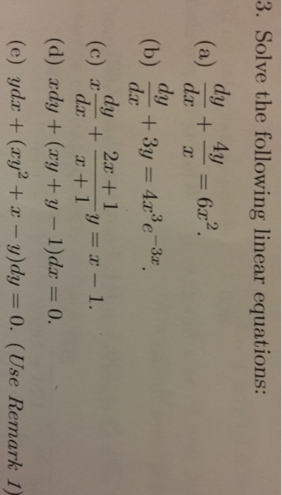 Solved Solve the following linear equations: | Chegg.com