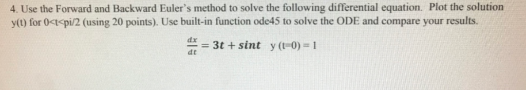 Solved 4. Use the Forward and Backward Euler's method to | Chegg.com