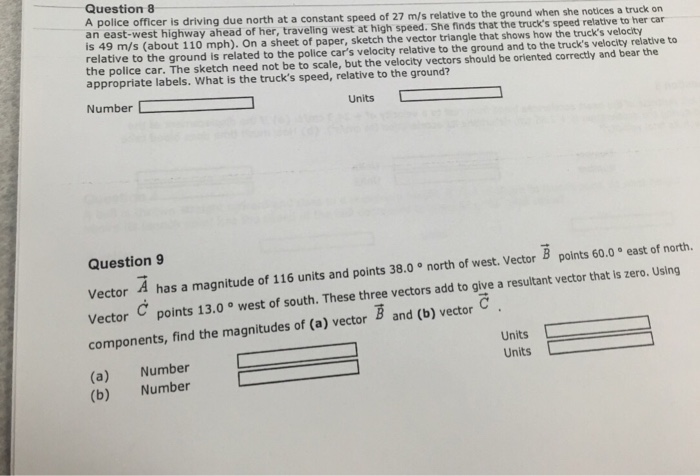 Solved A police officer is driving due north at a constant | Chegg.com
