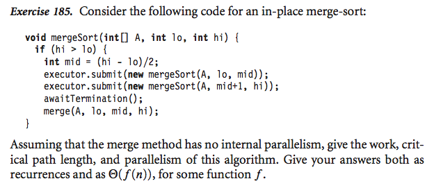 Exercise 185. Consider the following code for an | Chegg.com