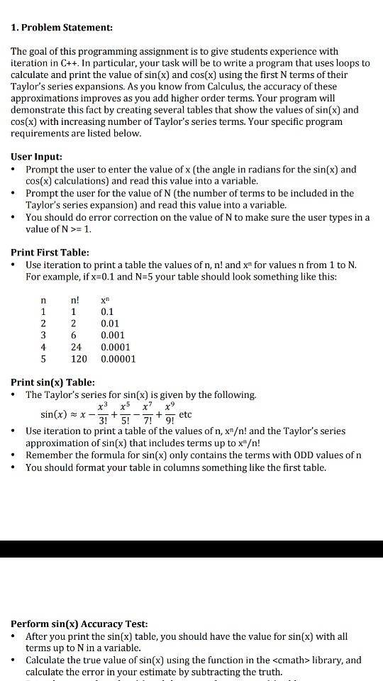 Solved 1. Problem Statement: The goal of this programming | Chegg.com