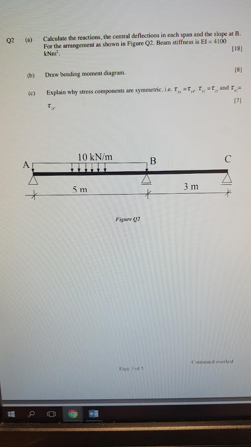 Solved Q2 (a) Calculate the reactions, the central | Chegg.com