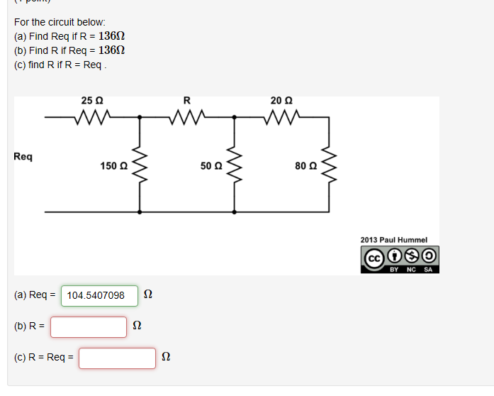 Solved For the circuit below (a) Find Req if R = 136Ω (b) | Chegg.com