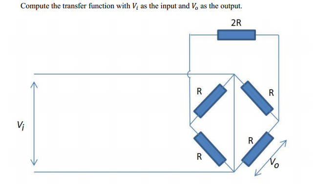 Solved: Compute The Transfer Function With Vi As The Input... | Chegg.com