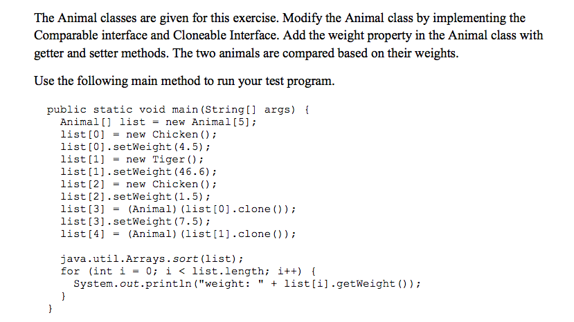Solved The Animal classes are given for this exercise. | Chegg.com