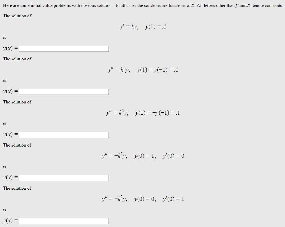 Solved Here are some initial value problems with obvious | Chegg.com