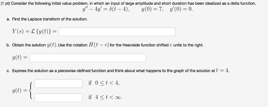 Solved (1 pt) Consider the following initial value problem, | Chegg.com