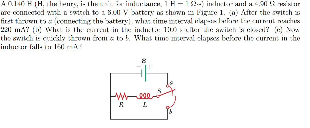 Solved A 0.140 H (H, the henry, is the unit for inductance, | Chegg.com