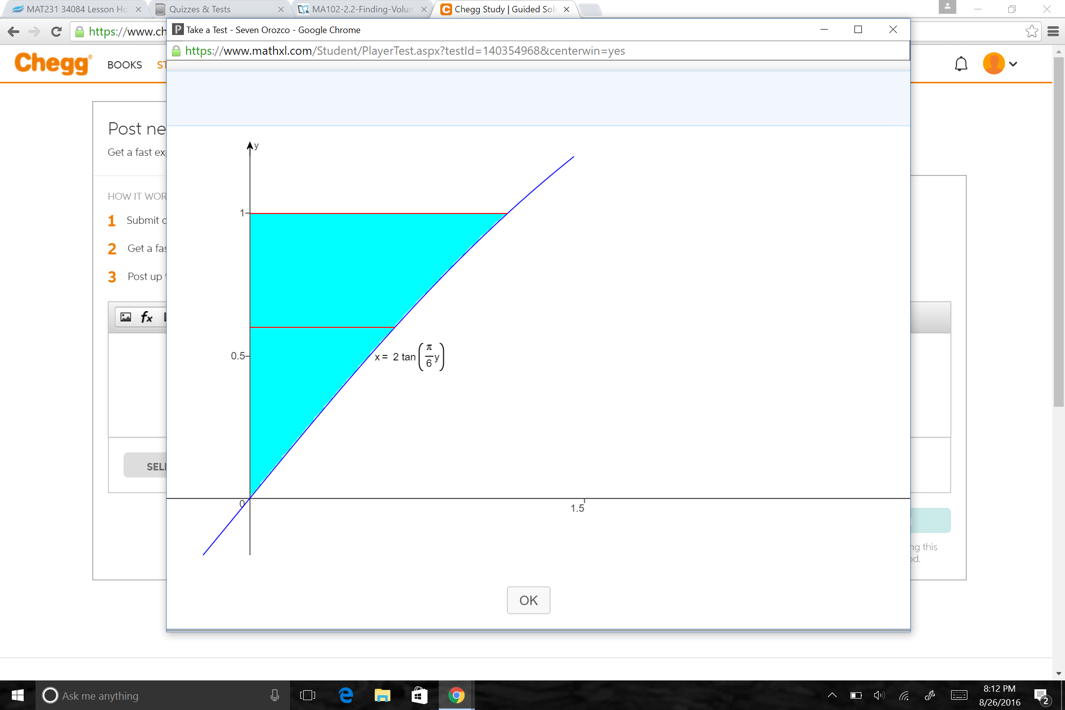 Solved Find the volume of the solid generated by revolving | Chegg.com