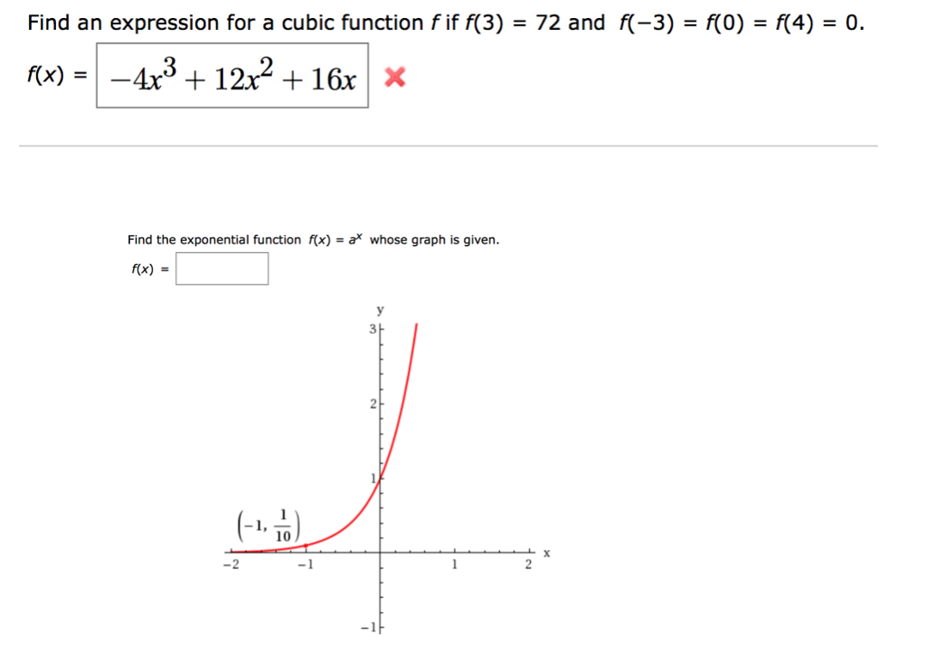 Solved Find an expression for a cubic function f if f(3) = | Chegg.com