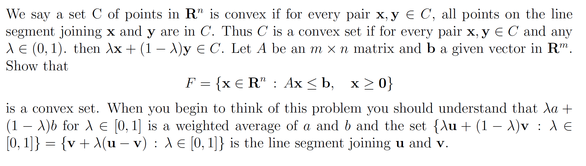 We say a set C of points in R^n is convex if for | Chegg.com