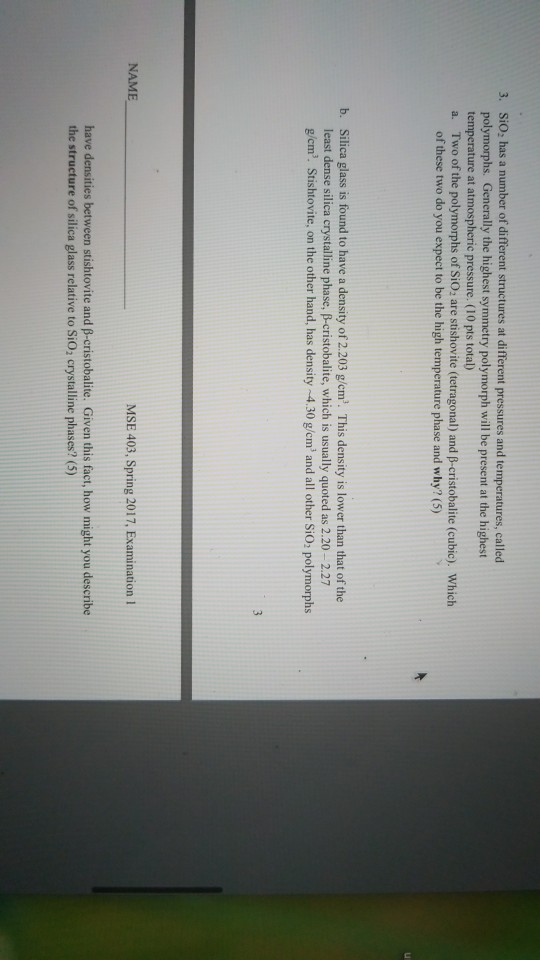 Solved SiO, has a number of different structures at | Chegg.com