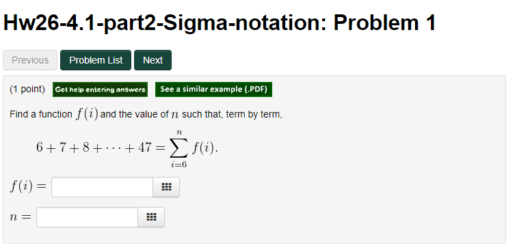 Solved Hw26-4.1-part2-Sigma-notation: Problem 1 Previous | Chegg.com