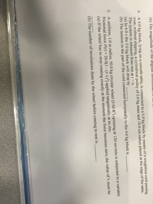 Solved A 4.0 kg block, lying on a smooth table, is connected | Chegg.com