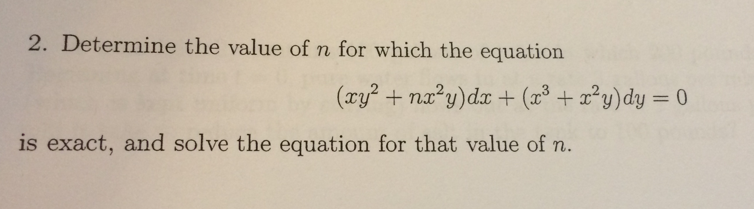 Solved 2. Determine the value of n for which the equation is | Chegg.com