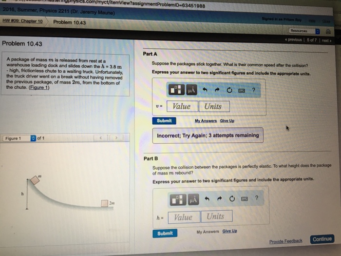 Solved A package of mass m is released from rest at a | Chegg.com