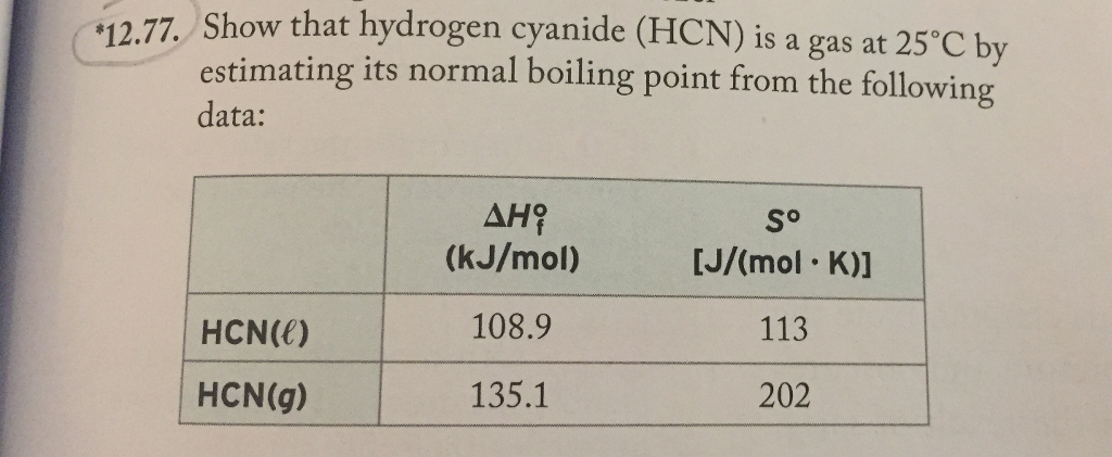 Solved Show that hydrogen cyanide (HCN) is a gas at 25 | Chegg.com