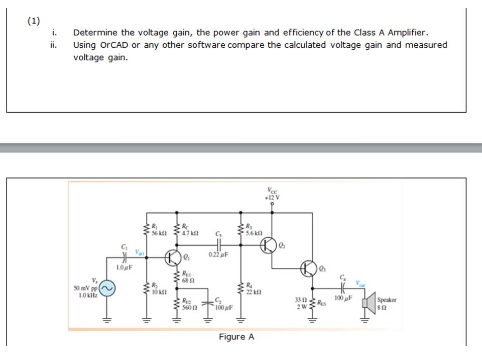 i. Determine the voltage gain, the power gain and | Chegg.com