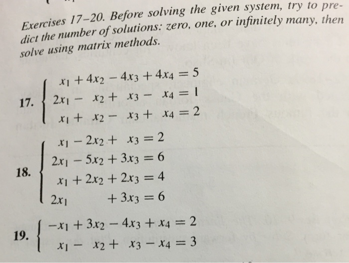 Solved Before solving the given system, try to predict the | Chegg.com