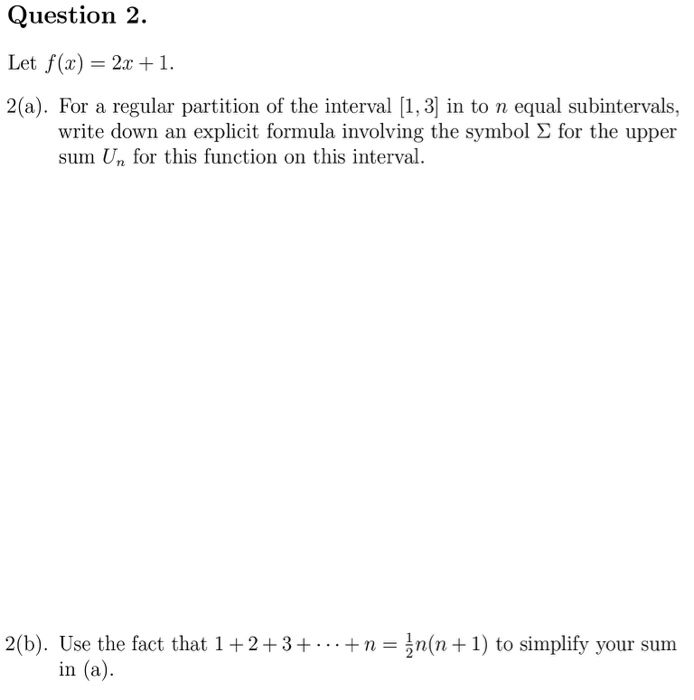 Solved Question 2. 2(a). For a regular partition of the | Chegg.com