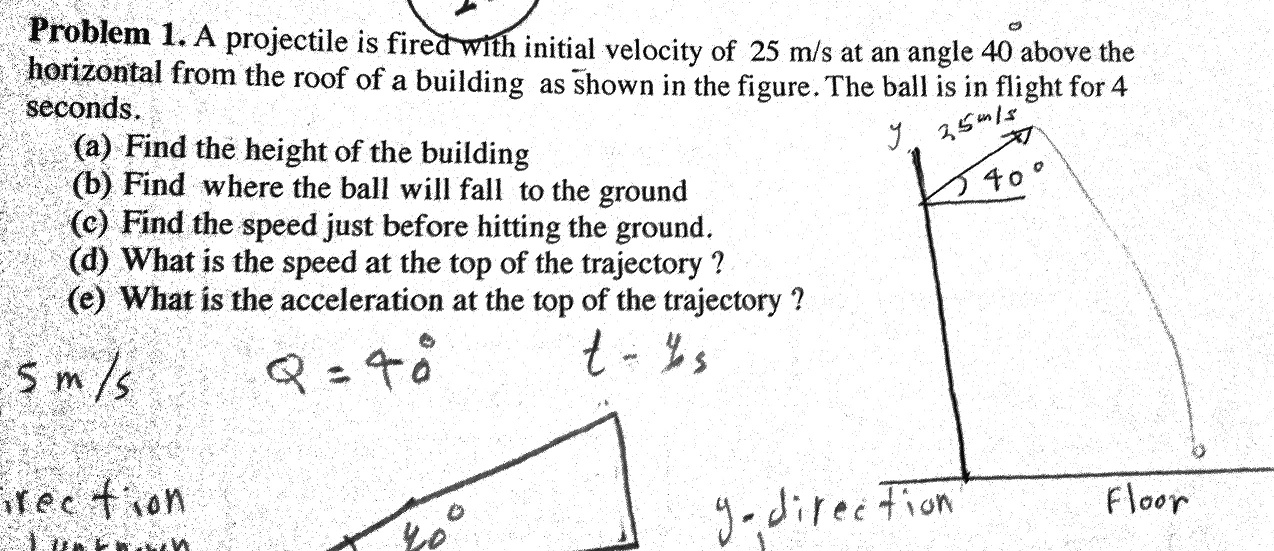 Solved A projectile is fired with initial velocity of 25 m/s | Chegg.com