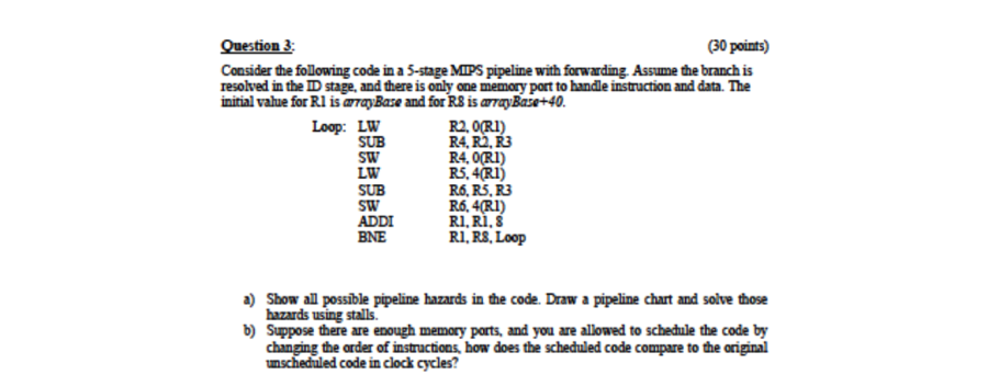 Consider the following code m a 5-sage MIPS pipeline | Chegg.com