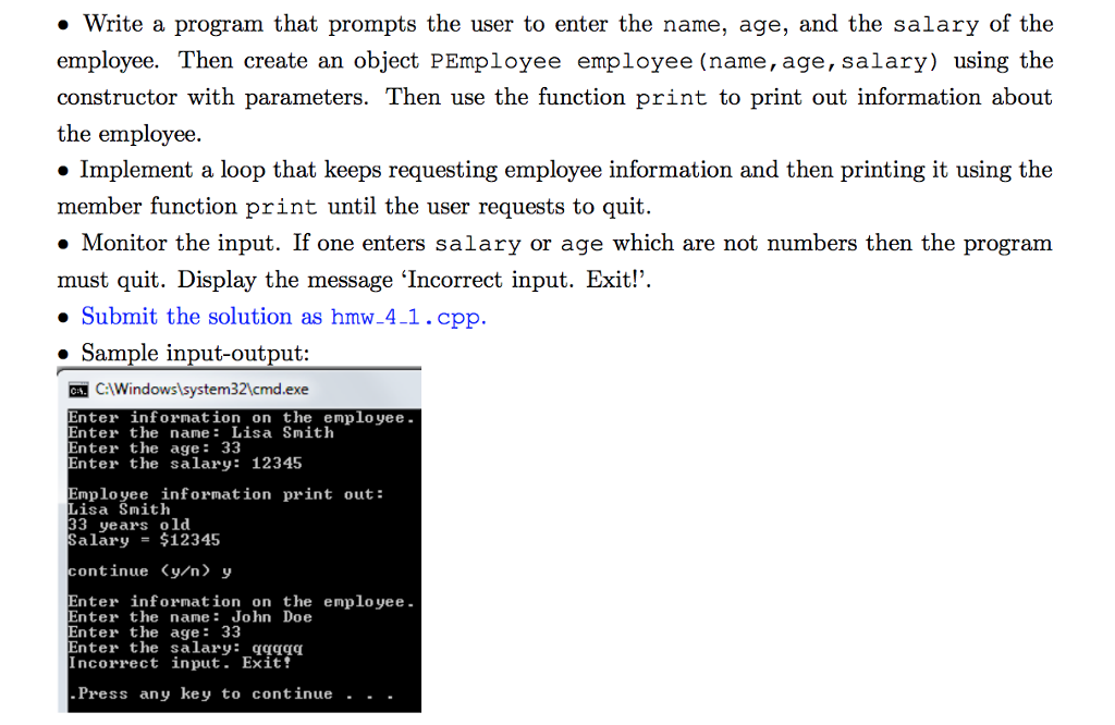 Solved Exercise P5.2. Implement a class Pemployee that is | Chegg.com