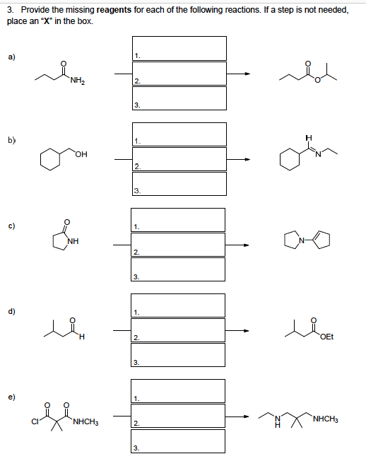 Solved 3. Provide the missing reagents for each of the | Chegg.com