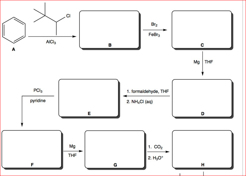 Solved Cl Br2 FeBr3 AICl3 Mg THF PCl3 1. formaldehyde, THF | Chegg.com