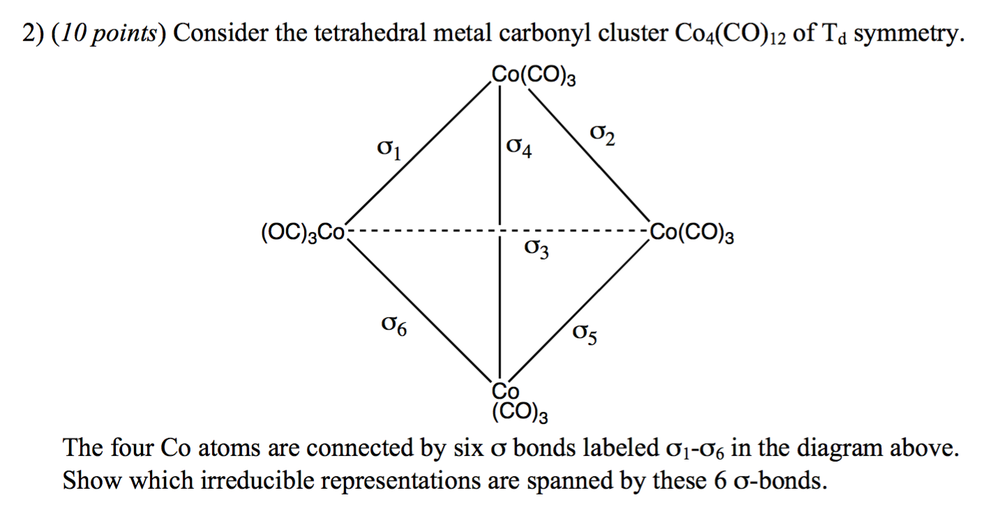 Solved Consider the tetrahedral metal carbonyl cluster | Chegg.com