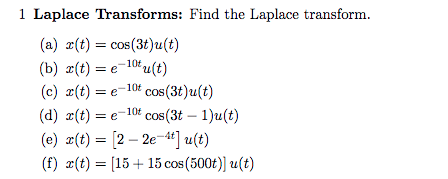 Solved 1 Laplace Transforms: Find the Laplace transform (a) | Chegg.com