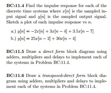 Find the impulse response for each of the discrete | Chegg.com