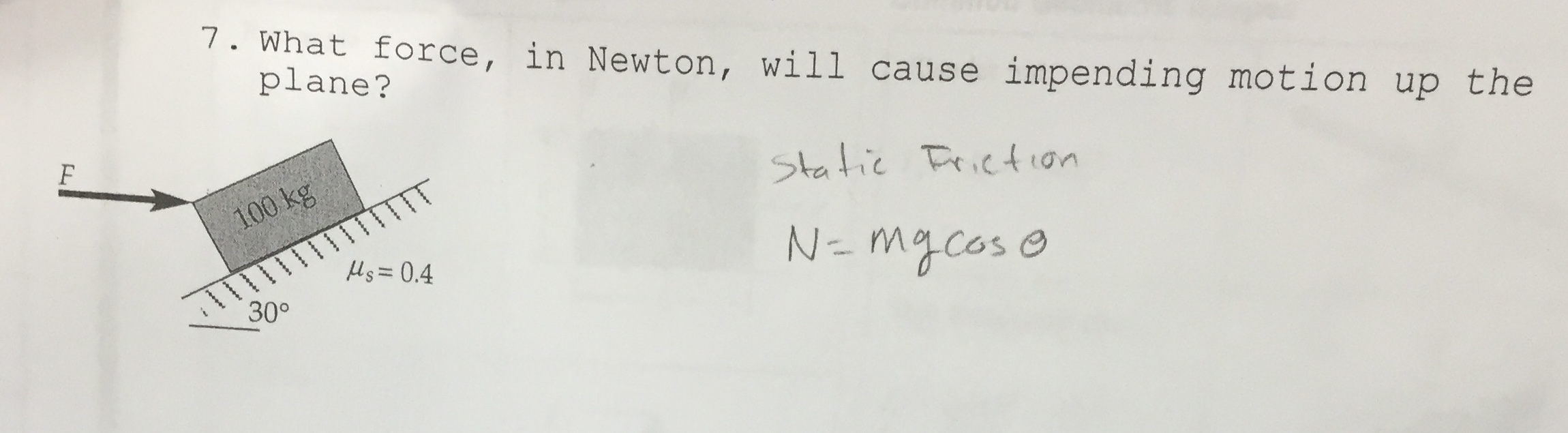 Solved Mechanical Engineering Statics What Force, in newton, | Chegg.com