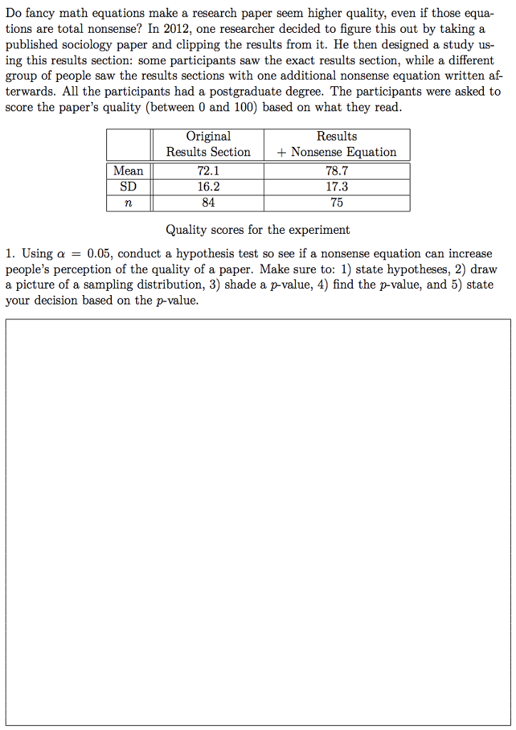 Solved Do fancy math equations make a research paper seem | Chegg.com