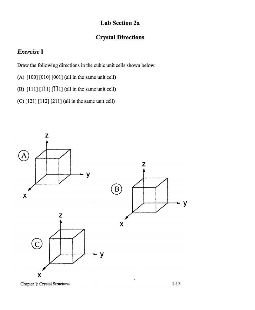 Solved Lab Section 2a Crystal Directions ExerciseI Draw the | Chegg.com
