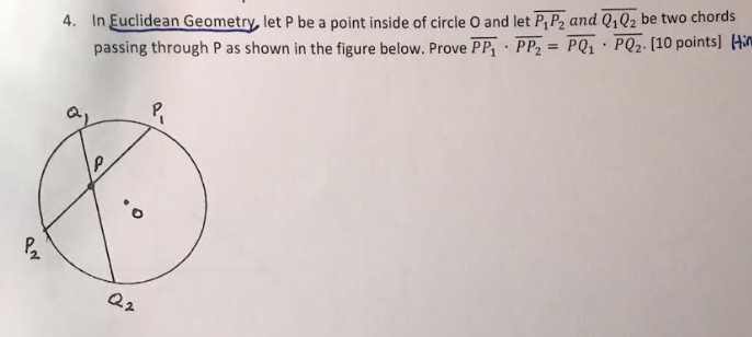 Solved In Euclidean Geometry let P be a point inside of | Chegg.com Solved In Euclidean Geometry let P be a point inside of | Chegg.com