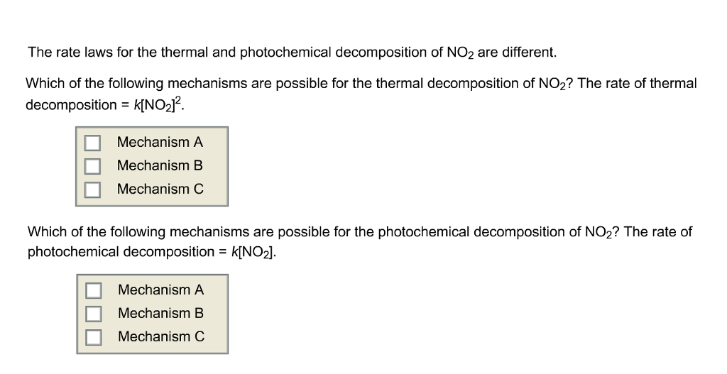 Solved The rate laws for the thermal and photochemical | Chegg.com