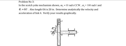 Solved Problem No 3: In the scotch yoke mechanism shown, c10 | Chegg.com