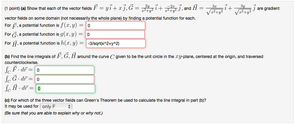 Solved Show that each of the vector fields F = yi + x j, G = | Chegg.com