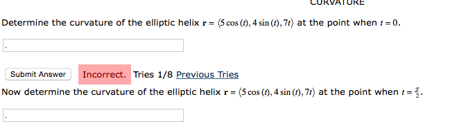 Solved Determine the curvature of the elliptic helix r = | Chegg.com